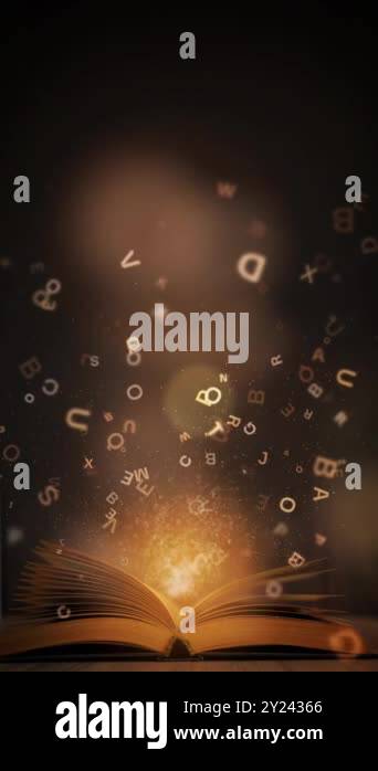 Magic book with light sparkles and shine. Fairy tale book with open ...