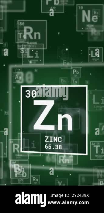 Zinc symbol chemical element of the periodic table. 3D loop animation ...