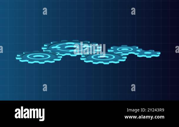 4K Animated violet gears spin looped video background. Animated gear ...