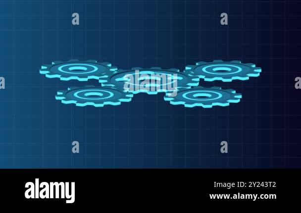 4K Animated violet gears spin looped video background. Animated gear ...