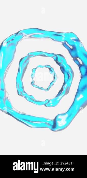 Abstract 3D 4K ring shapes ripple fluid liquid wave flow round futuristic colourful rainbow ...