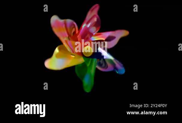 A side view of a group of regular toy pinwheel windmills with six ...