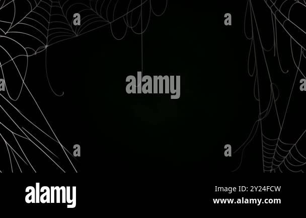 Spider webs animation over dark background. Halloween, spooky, eerie ...