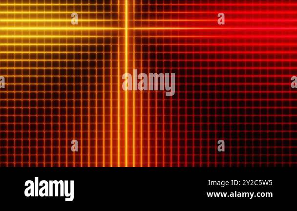 Glowing red orange mosaic pixel led digital grid lights animation on ...