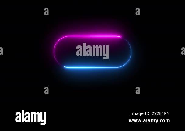 neon animation of button shape on black background, fast moving blue ...