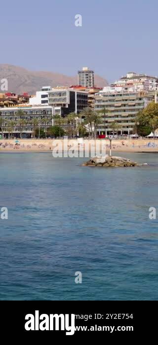 Benidorm Spain 1st April 2024: Portrait footage of the town of Benidorm ...