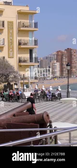 Benidorm Spain, 15th March 2024: Portrait footage of the beautiful city ...