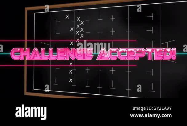 Challenge Accepted text animation over football strategy diagram ...