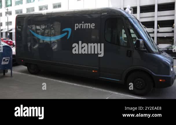 Amazon prime delivery ev electric van vehicle Stock Videos & Footage ...