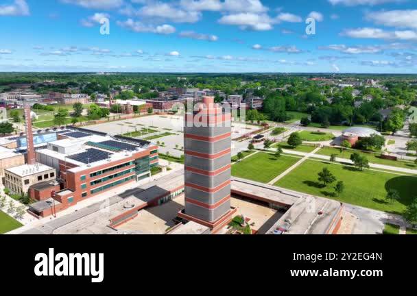 Arc Shot: Aerial view of SC Johnson Headquarters in Racine, Wisconsin ...