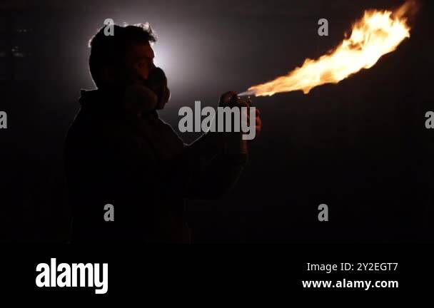 Artistic pyrotechnics, Safety measures, Flame control. Amidst dark and ...