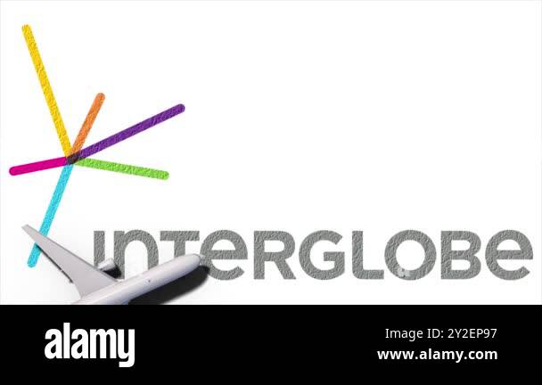 New York, USA - 9 May 2024: Interglobe company logo with plane flight ...