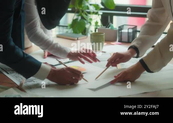 Team architects engineers designers contractors teamwork blueprints ...