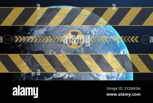 Radiation warning animation over Earth from space, highlighting global ...