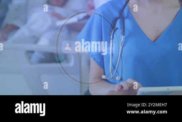 Medical professional with stethoscope, social media followers count ...