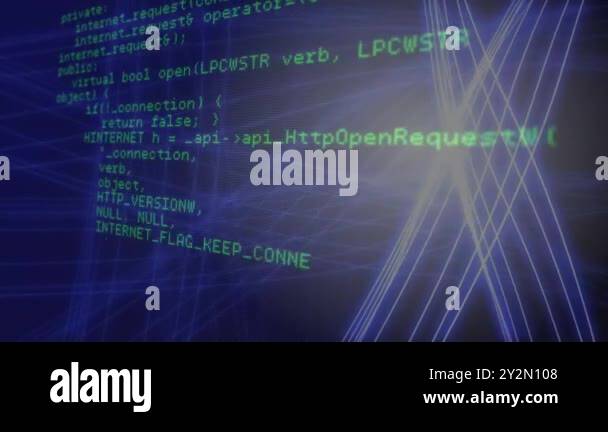 Animating Programming Code And Mathematical Formulas Over Abstract Blue Network Lines