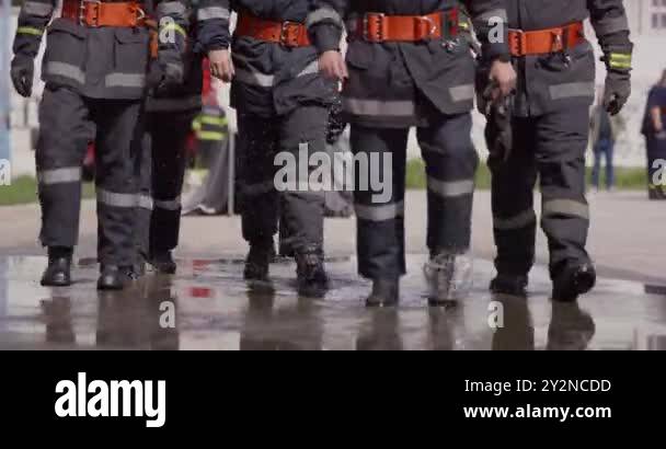 A specialized firefighting unit equipped with special attire and ...