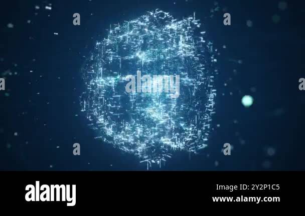 Technology Artificial intelligence (AI) brain animation digital data concept. Big Data Flow ...