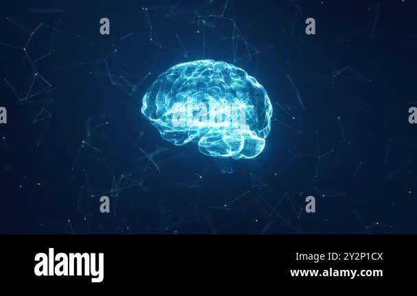 Technology Artificial intelligence (AI) brain animation digital data ...