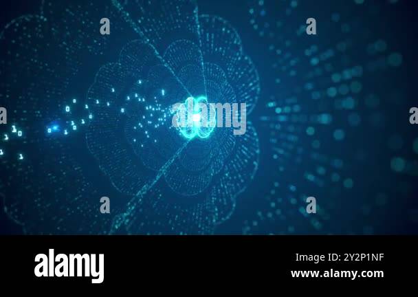 Technology Artificial intelligence (AI) brain animation digital data concept. Big Data Flow ...