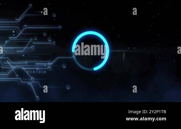 Digital interface elements and circular diagram, futuristic data analysis animation. technology ...