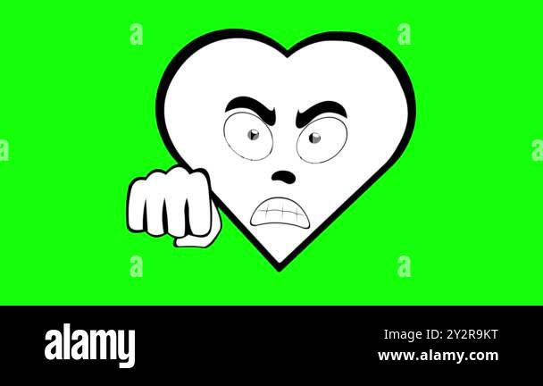 video drawing animation character heart cartoon, with an angry ...