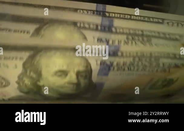 Cash money inside running banknotes counter. Banking and financial ...
