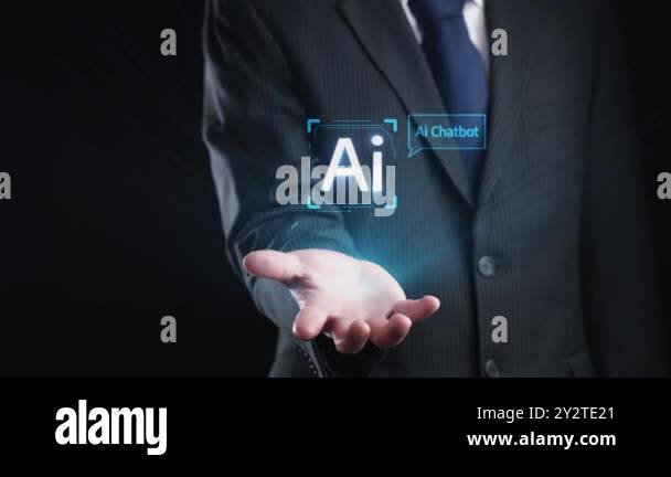 Human interact with AI artificial intelligence virtual assistant chatbot in concept of AI ...