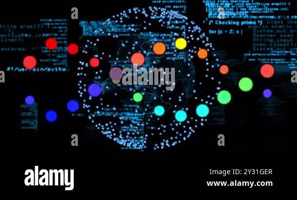 Animating Colorful Nodes And Connections Over Programming Code