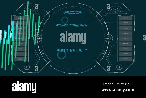 Scanning fingerprints and analyzing data on digital interface animation. Biometrics, technology ...
