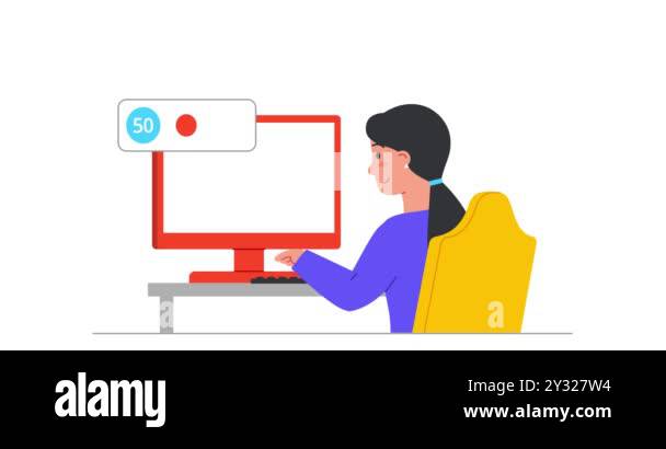 Education process in driving school. Moving banner with female student ...