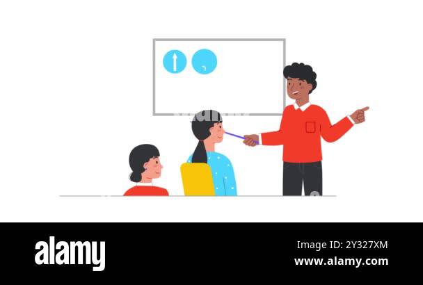 Education process in driving school. Moving banner with teacher ...