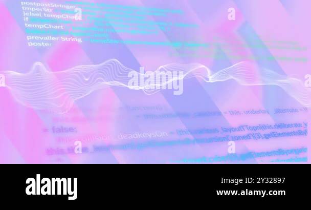 Programming Code And Data Wave Animation Over Abstract Purple Background Technology Coding
