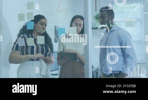Business Analytics And Data Visualization Animation Over Diverse Team