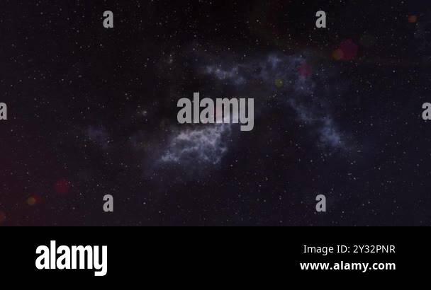 Colorful lens flares and nebula animation over starry space background ...