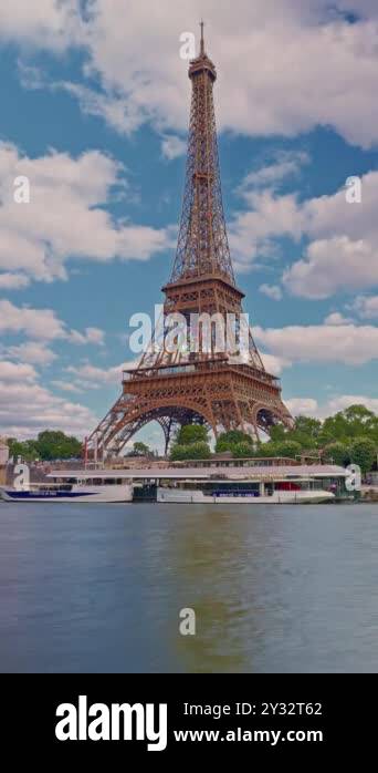 Vertical footage for story and reel of Eiffel Tower. The famous Paris ...