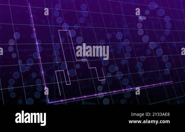 Bar and scatter plot data visualization animation over purple grid ... Bar and scatter plot data visualization animation over purple grid ...