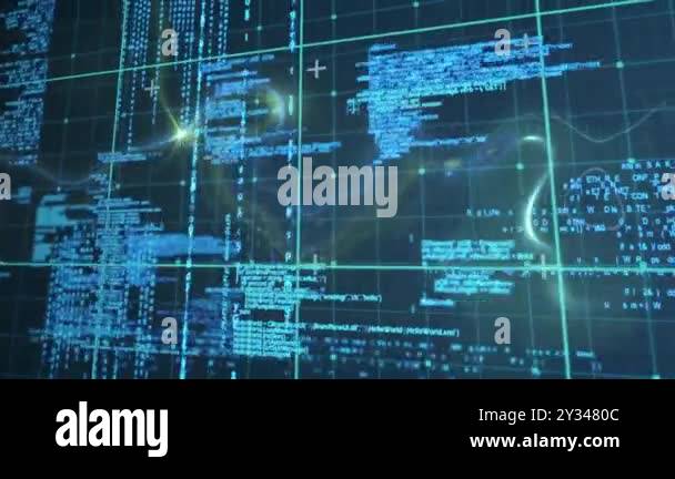 Programming Code And Data Visualization Animating Over Grid Background Technology Coding