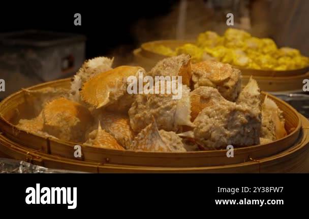 Deep-fried crab meat and minced pork in crab shell (Pu Ja). Chinese ...