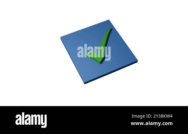 Tick check mark on blue and green three dimension space animation Stock ...