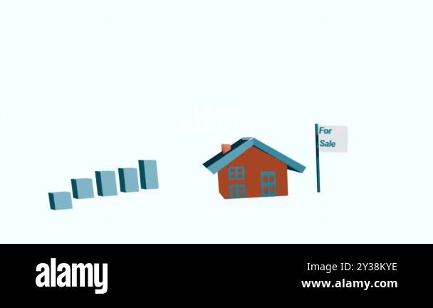 Real estate house plots and bar chart for sale animation concept Stock ...