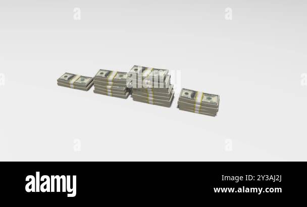 stack chart of one hundred us dollars, money stack animation us dollar ...