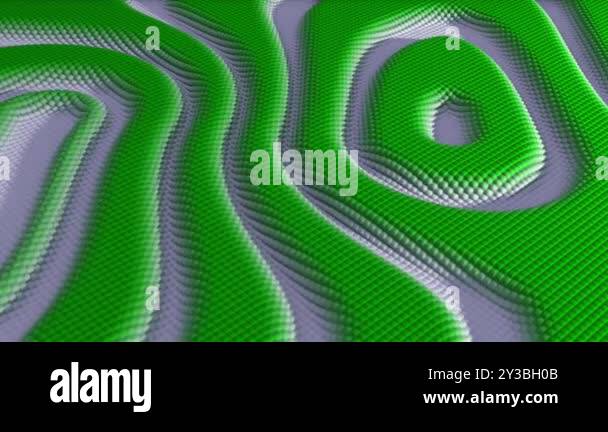 3D animation of colorful particles moving up and down in a wavy motion.Seamless loop animation ...