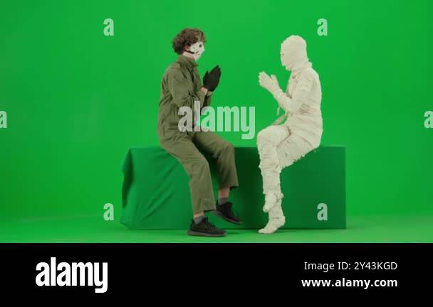 Halloween and funny spooky advertisement creative concept. Portrait of ...