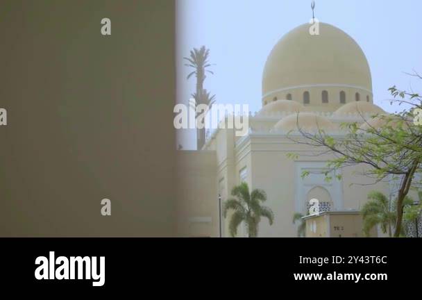 the beautiful lanscape view of mosque with dome and minarets at cairo ...