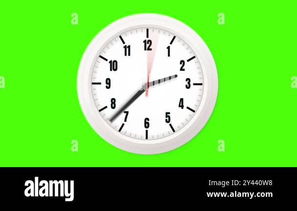 White Clock Face in time lapse on green screen background. Clock loop animation Stock Video ...