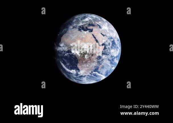 Realistic Earth planet. Spinning globe with day and night transition ...