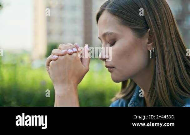 Upset worried nervous young woman outdoors close up face. Anxious ...
