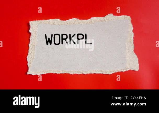 Workplace diversity message writing on ripped torn paper piece on red background. Conceptual ...