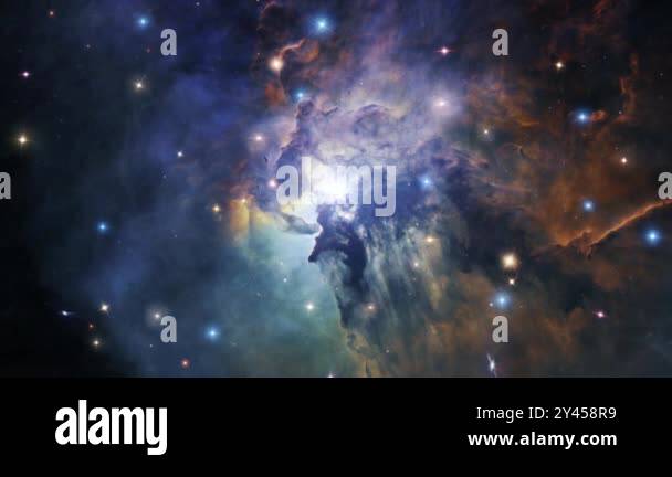 Galaxy space flight exploration space rock scence at Lagoon Nebula . 4K ...